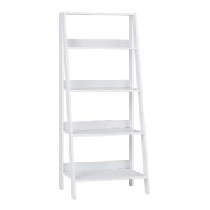 walker edison sophia modern 4 shelf ladder bookcase , 55 inch, white