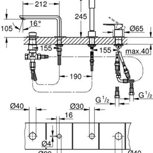 GROHE 19577DC1 | Lineare 4-Hole Bath Combination