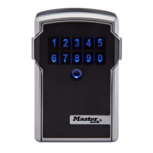 master lock digital lock box for keys with code, electronic wall mount key safe with bluetooth connection to ios/android app and sharable keypad codes, 3-1/4 inches wide, ‎5441ec