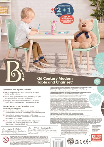 B. toys- B. spaces- Table and Chair Set- Furniture For Toddlers- 1 Craft Table & 2 Chairs- Natural Wooden Legs- Mint- 3 years +