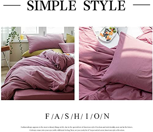 AMWAN Solid Purple Duvet Cover Queen Pale Mauve Solid Color Bedding Set Jersey Knit Cotton Comforter Cover Hotel Quality Solid Purple Comforter Cover for Kids Girl Women 1 Duvet Cover 2 Pillowcases