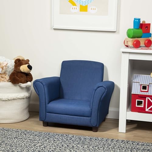 Melissa & Doug Denim Fabric Child’s Armchair (Kid’s Furniture, 23”L x 17.5”W x 18.3”H) - Children's Furniture, Child's Reading Chair, Chairs For Toddlers, Oversized Kid's Armchair