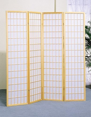 SQUARE FURNITURE Panel Shoji Screen Room Divider 3-10 Panel (4 Panel, Black, White, Cherry, Natural)