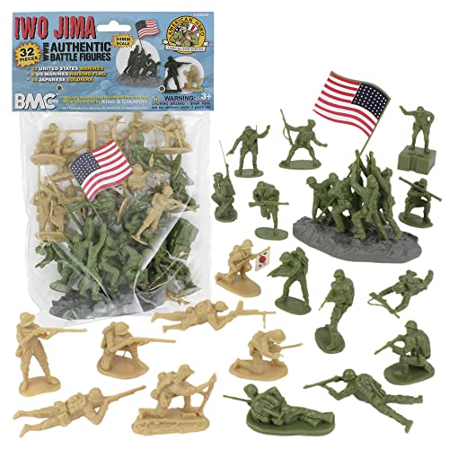 BMC WW2 Iwo Jima Plastic Army Men - 32 American and Japanese Soldier Figures