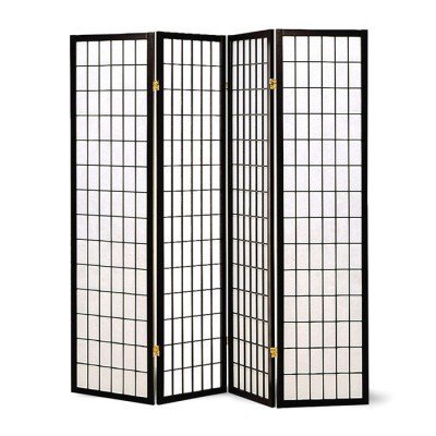 SQUARE FURNITURE Panel Shoji Screen Room Divider 3-10 Panel (4 Panel, Black, White, Cherry, Natural)