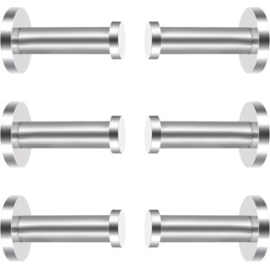 eboot 6 pieces stainless steel wall mount robe hook coat hook towel wall hook (2 inch, silver)