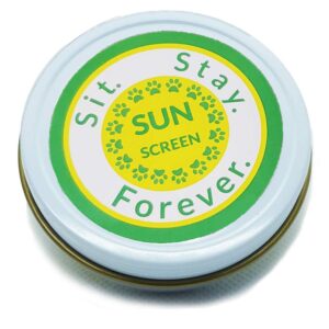 sit. stay. forever. safety first pet products organic sunscreen & moisturizer for dogs and cats, 2 oz, all natural, waterproof, red raspberry seed, carrot seed and hemp oils, made in maine