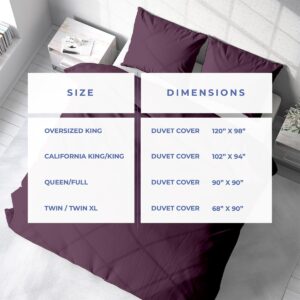 Kotton Culture Duvet Cover Queen Size 100% Egyptian Cotton with Zipper Closure & Corner Ties Breathable All Season 600 Thread Count Soft Sateen Weave Comforter Cover (Queen/Full, Plum)