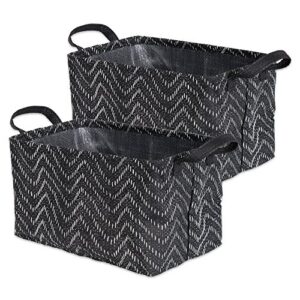 dii collapsible waterproof chevron laundry bins, medium rectangle, black/white, 2 piece