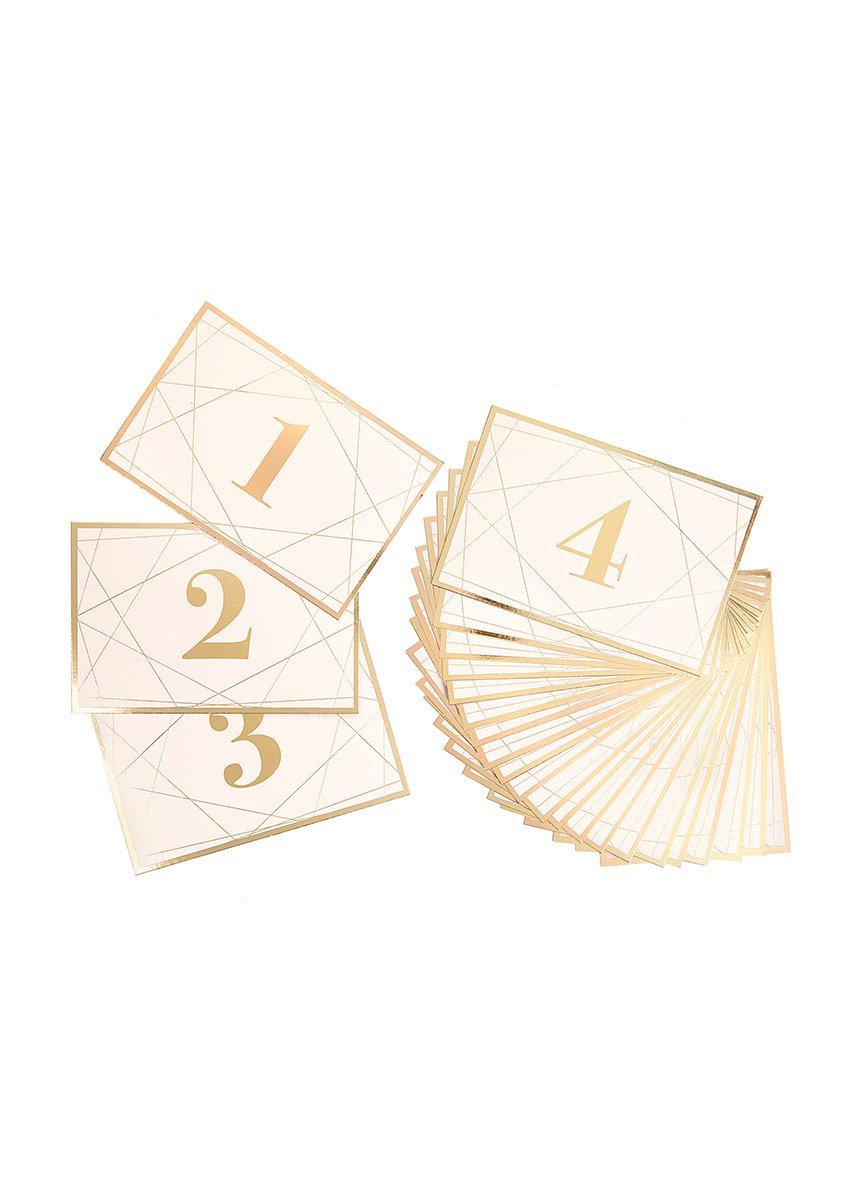 Darice David Tutera Modern Geometric Gold Foil Table Number Cards, 25 Piece