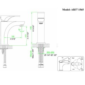 Dawn AB37 1565CPW Single-Lever Lavatory Faucet, Chrome & White (Standard Pull-up Drain with Lift Rod D90 0010C Included)