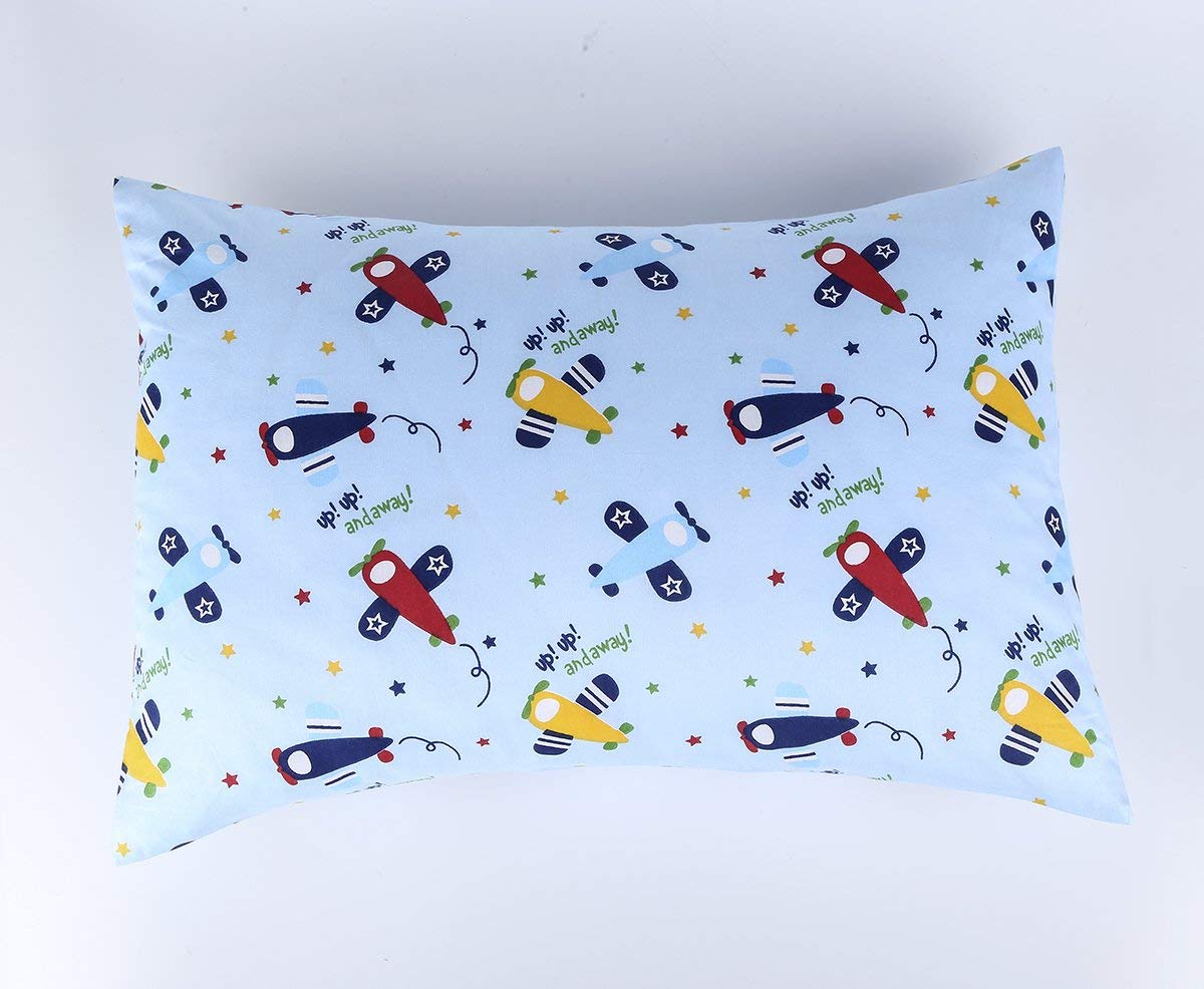 IBraFashion Toddler Pillowcases 2 Packs 100% Cotton 14x19 for 13x18, 12x16 Toddler Pillow Airplanes Printings Boys