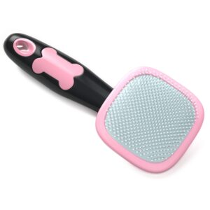 glendan dog brush & cat brush- slicker pet grooming brush- shedding grooming tools(pink)