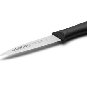 ARCOS Paring Knife 3 Inch Stainless Steel. Professional Kitchen Knife for Cut, Peel and Clean Food. Ergonomic Polyoxymethylene Handle and 85mm Blade. Series Nova. Color Black