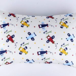 IBraFashion Toddler Pillowcases 2 Packs 100% Cotton 14x19 for 13x18, 12x16 Toddler Pillow Airplanes Printings Boys