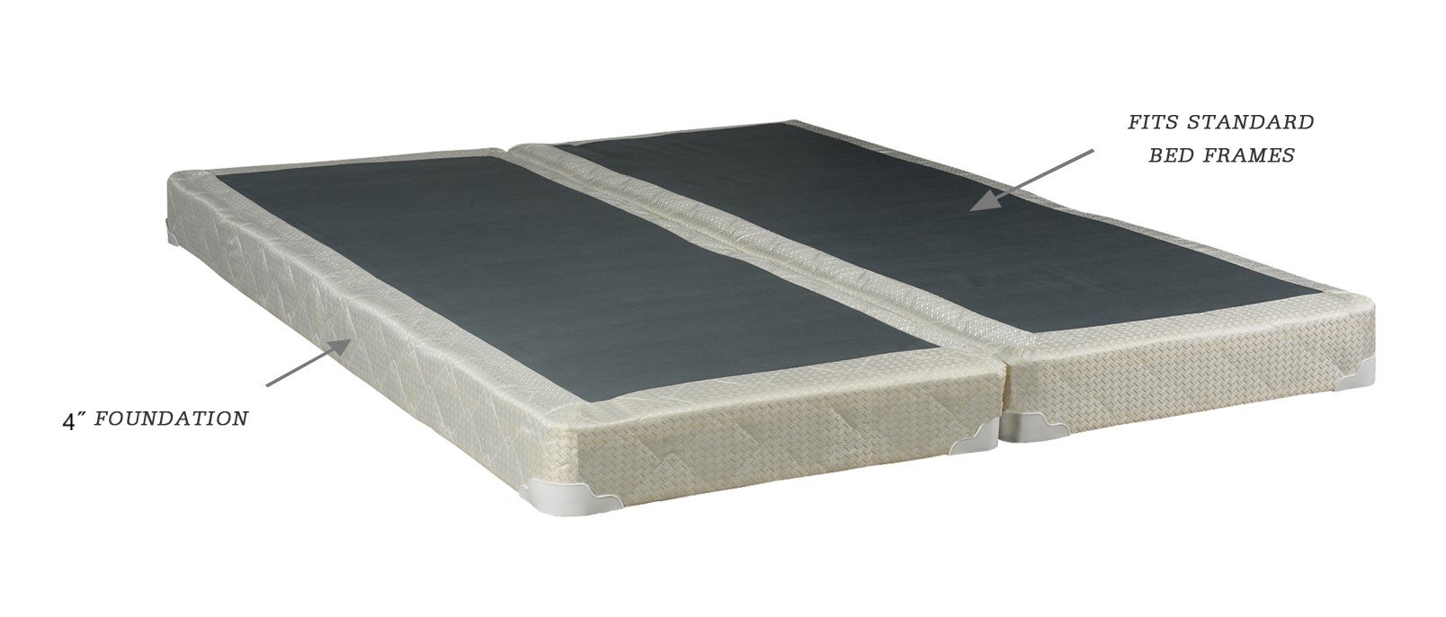 Continental Sleep Fully Assembled Low Profile Wood Traditional Box Spring/Foundation for Mattress Set, Twin, Grey