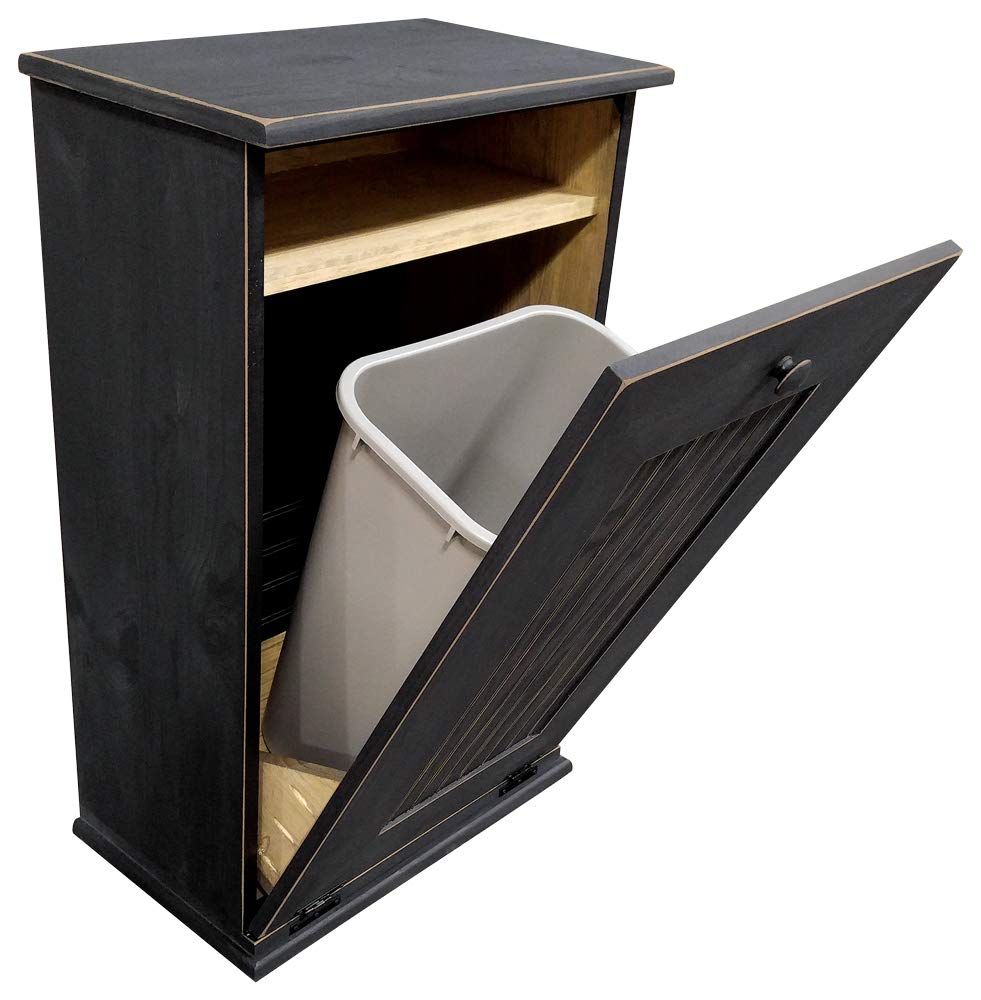 Sawdust City Tilt-Out Wooden Trash Bin Holder (Old - Black)