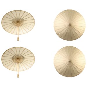 koyal wholesale 32" gold paper parasol umbrella 4 pack, large paper umbrella bulk, paper parasol wedding umbrellas, gold parasol umbrella bridal party decor photo props, sun parasols for shade