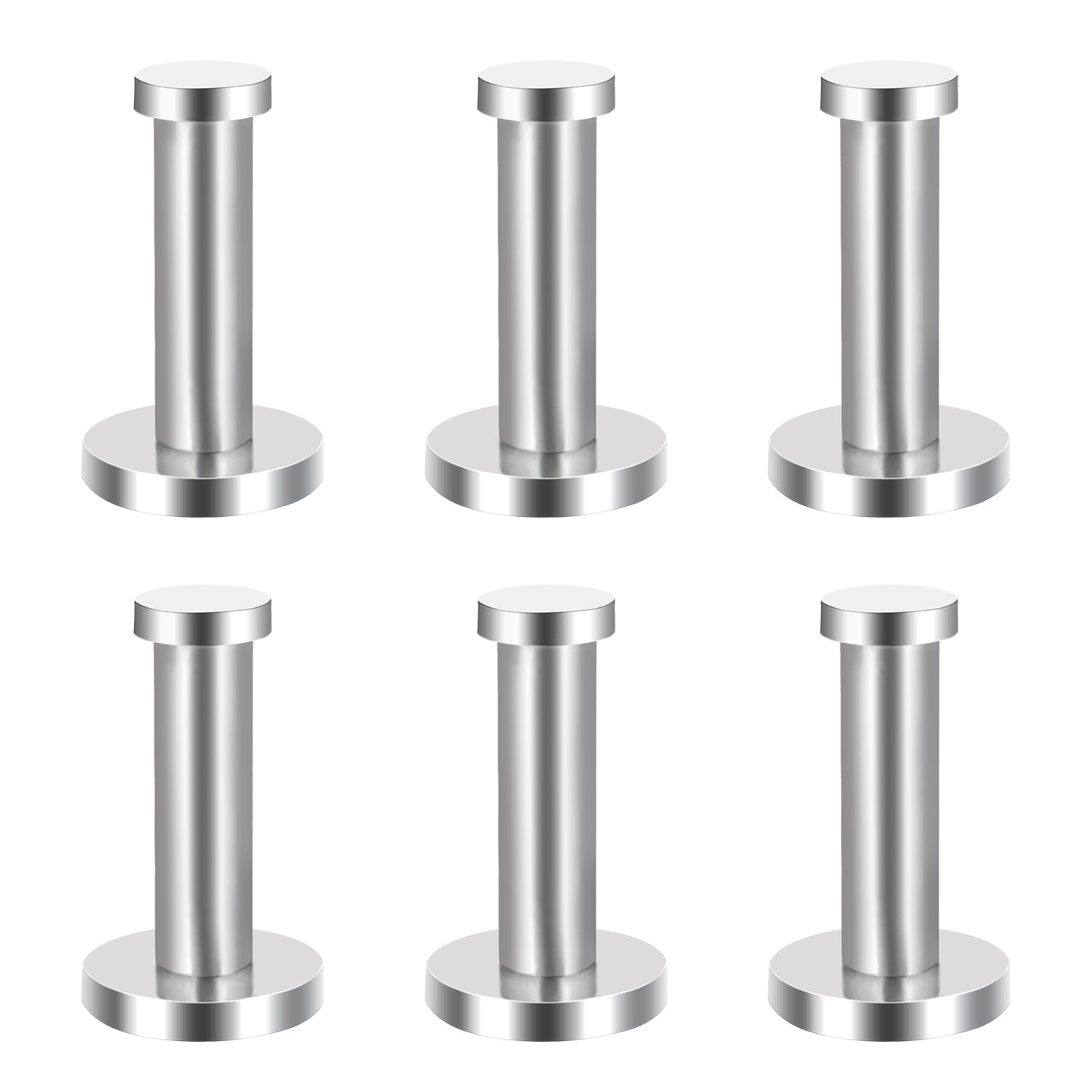 EBOOT 6 Pieces Stainless Steel Wall Mount Robe Hook Coat Hook Towel Wall Hook (2 Inch, Silver)