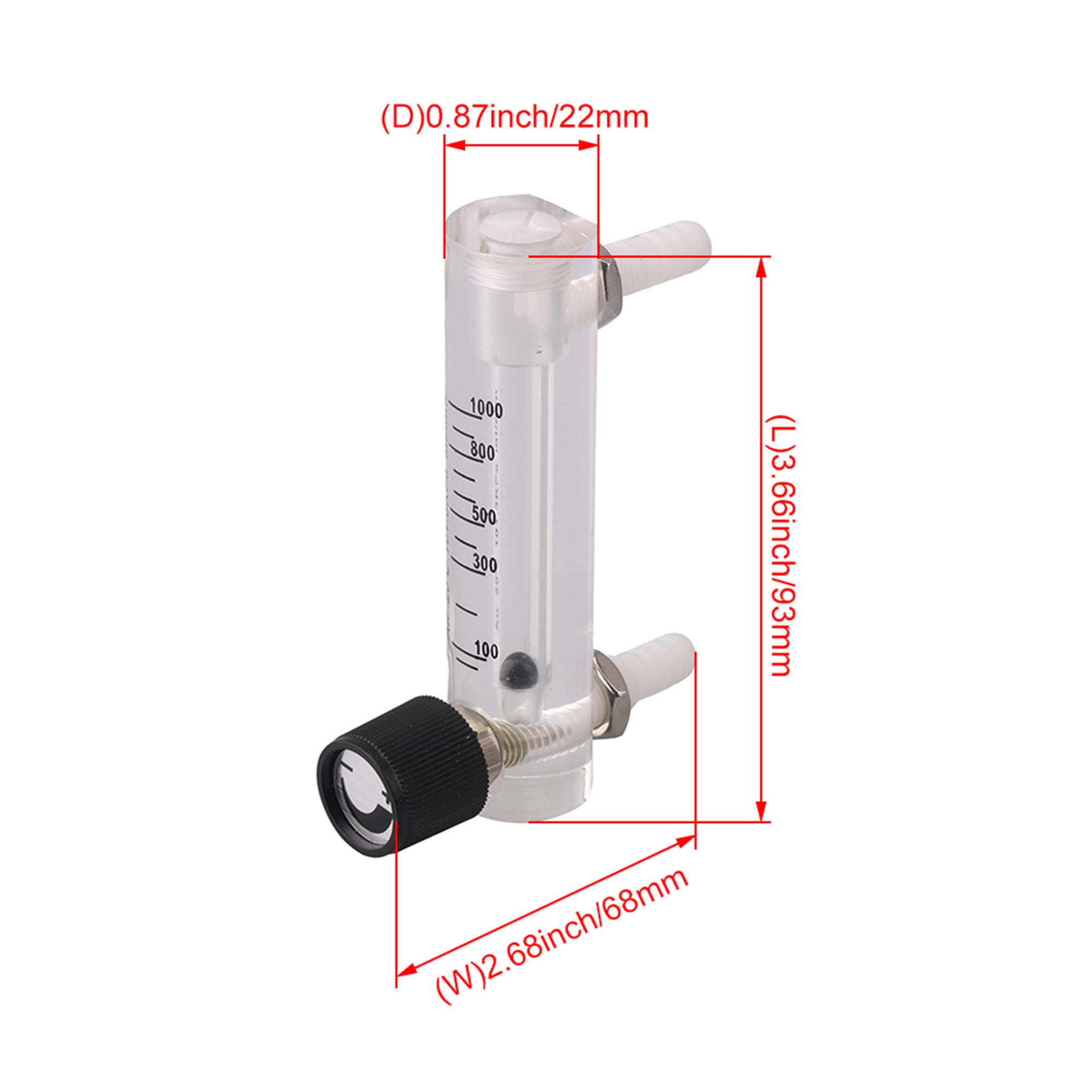 BQLZR 100-1000ml/min Air Oxygen Gas Flow Meter Flowmeter with Control Valve for Measuring Controlling Gas Flow