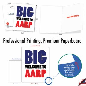 NobleWorks - 50th Big Funny Birthday Card (8.5 x 11 Inch) - Group Milestone Notecard for Year Old, Birthday Congrats - Welcome to AARP 50 J4869BDG