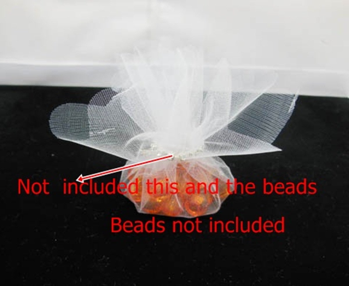 Organza Scalloped Edge Tulle Round Circles Wedding Favor 24cm Dia. Pack of 100Pcs (White)