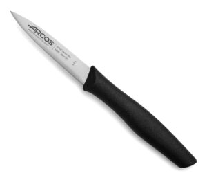 arcos paring knife 3 inch stainless steel. professional kitchen knife for cut, peel and clean food. ergonomic polyoxymethylene handle and 85mm blade. series nova. color black