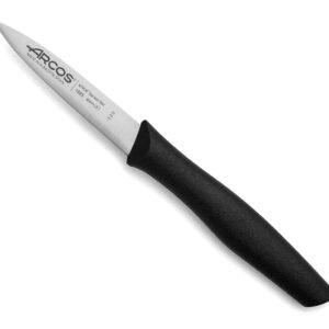 ARCOS Paring Knife 3 Inch Stainless Steel. Professional Kitchen Knife for Cut, Peel and Clean Food. Ergonomic Polyoxymethylene Handle and 85mm Blade. Series Nova. Color Black