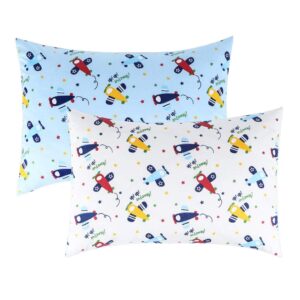 ibrafashion toddler pillowcases 2 packs 100% cotton 14x19 for 13x18, 12x16 toddler pillow airplanes printings boys