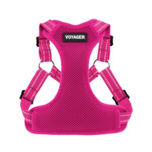 best pet supplies voyager adjustable dog vest harness breathable no pull harness for small, medium, large dogs, heavy duty harness for walking, jogging, easy step-in, reflective stripes - (fuchsia), s