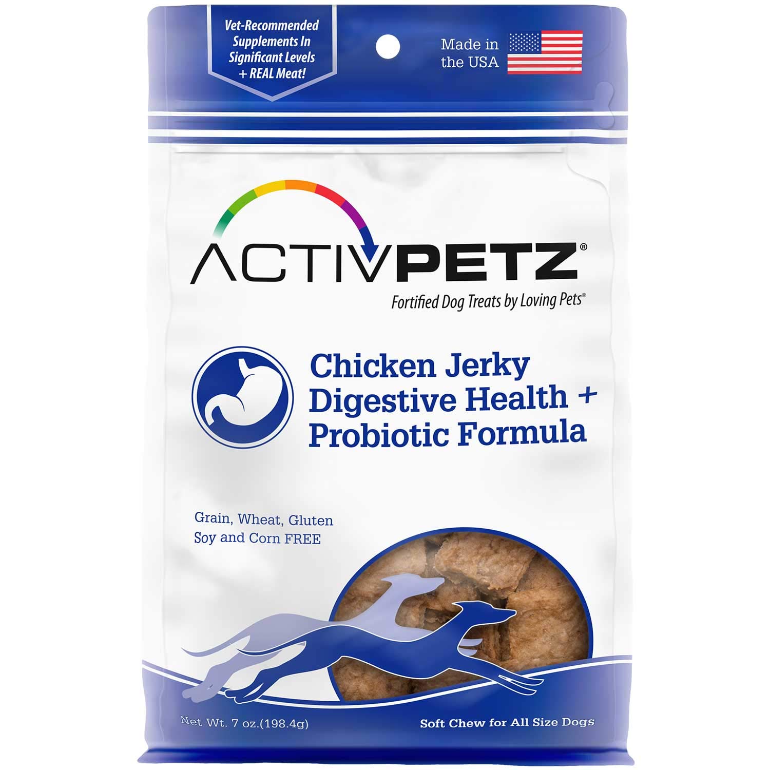 Loving Pets Activpetz Chicken Jerky Digestive Health + Probiotic Formula Dog Treat, 7 Oz