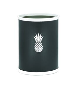 kraftware kasualware designs waste basket 13 quart. pineapple, oval, 14", black