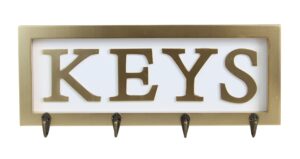 15" x 8" x 2" key holder 4 hook rack hanger wall mounted sign 107120