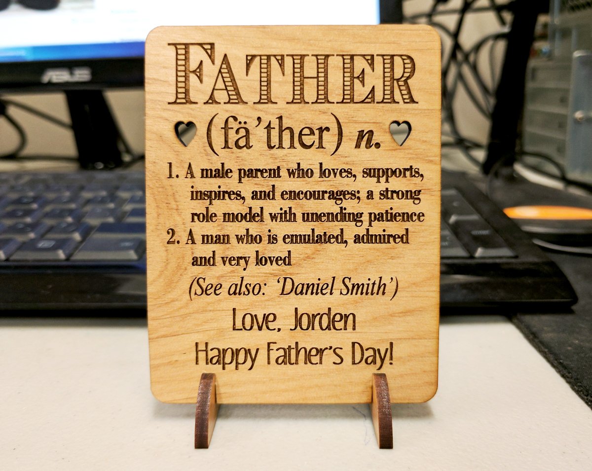 Definition of the Perfect Dad Personalized Fathers Day Card Alder Wood Birthday Gift for 50th 40th 30th Christmas Daddy Cards Funny Bonus Dad Present Idea with Stand