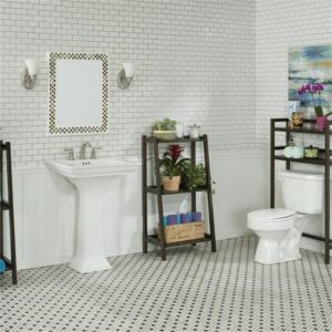 New Ridge Home Goods Dunnsville 2-Shelf Over The Toilet Space Saver with Side Storage, ESPRESSO