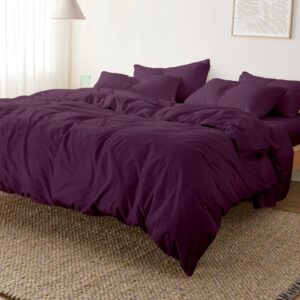 Kotton Culture Duvet Cover Queen Size 100% Egyptian Cotton with Zipper Closure & Corner Ties Breathable All Season 600 Thread Count Soft Sateen Weave Comforter Cover (Queen/Full, Plum)