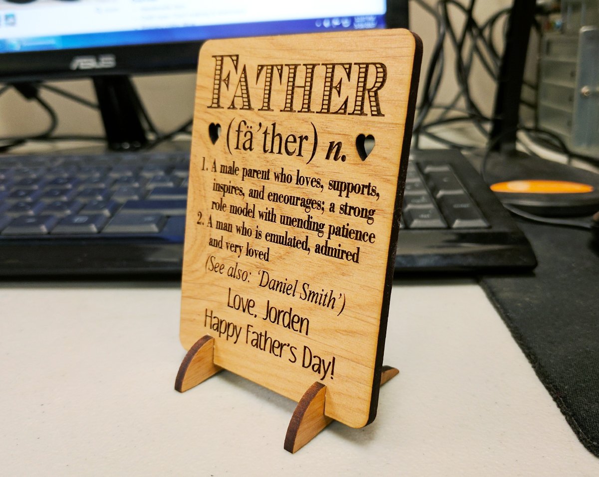 Definition of the Perfect Dad Personalized Fathers Day Card Alder Wood Birthday Gift for 50th 40th 30th Christmas Daddy Cards Funny Bonus Dad Present Idea with Stand