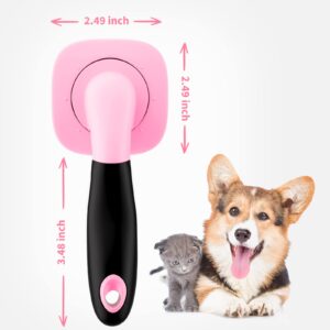 Glendan Dog Brush & Cat Brush- Slicker Pet Grooming Brush- Shedding Grooming Tools(Pink)