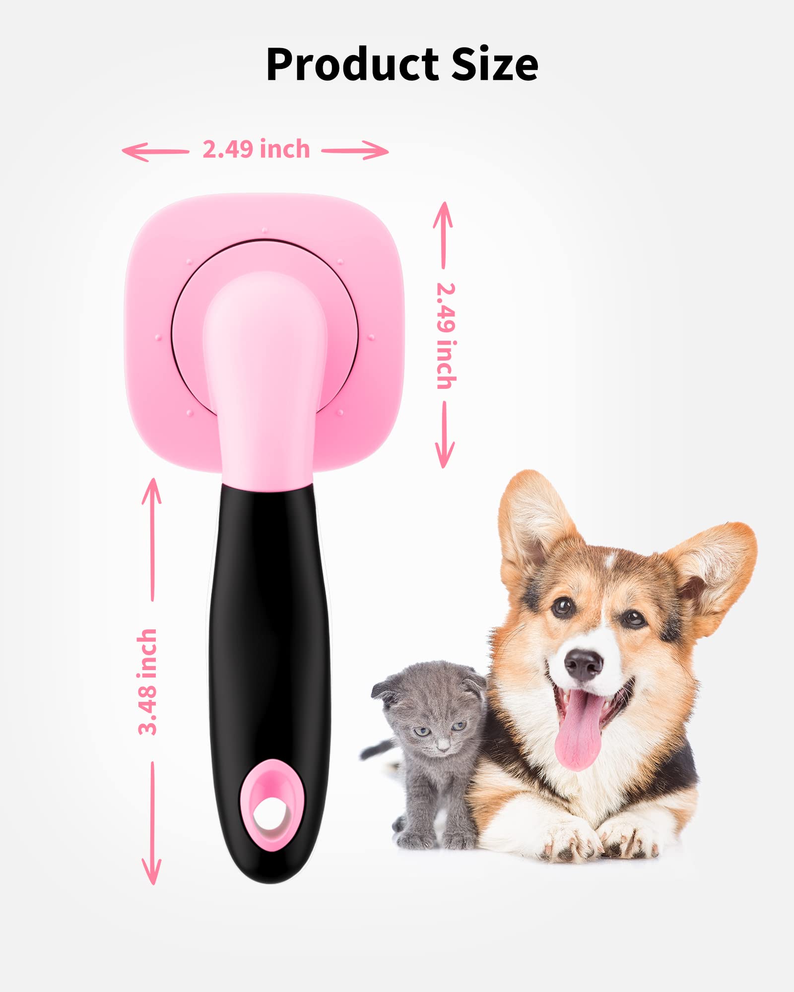 Glendan Dog Brush & Cat Brush- Slicker Pet Grooming Brush- Shedding Grooming Tools(Pink)