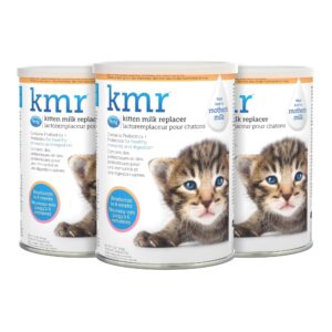 pet-ag kmr kitten milk replacer powder - 12 oz, pack of 3 - powdered kitten formula with prebiotics, probiotics & vitamins for kittens newborn to six weeks old - easy to digest