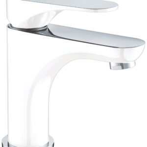 Dawn AB37 1565CPW Single-Lever Lavatory Faucet, Chrome & White (Standard Pull-up Drain with Lift Rod D90 0010C Included)