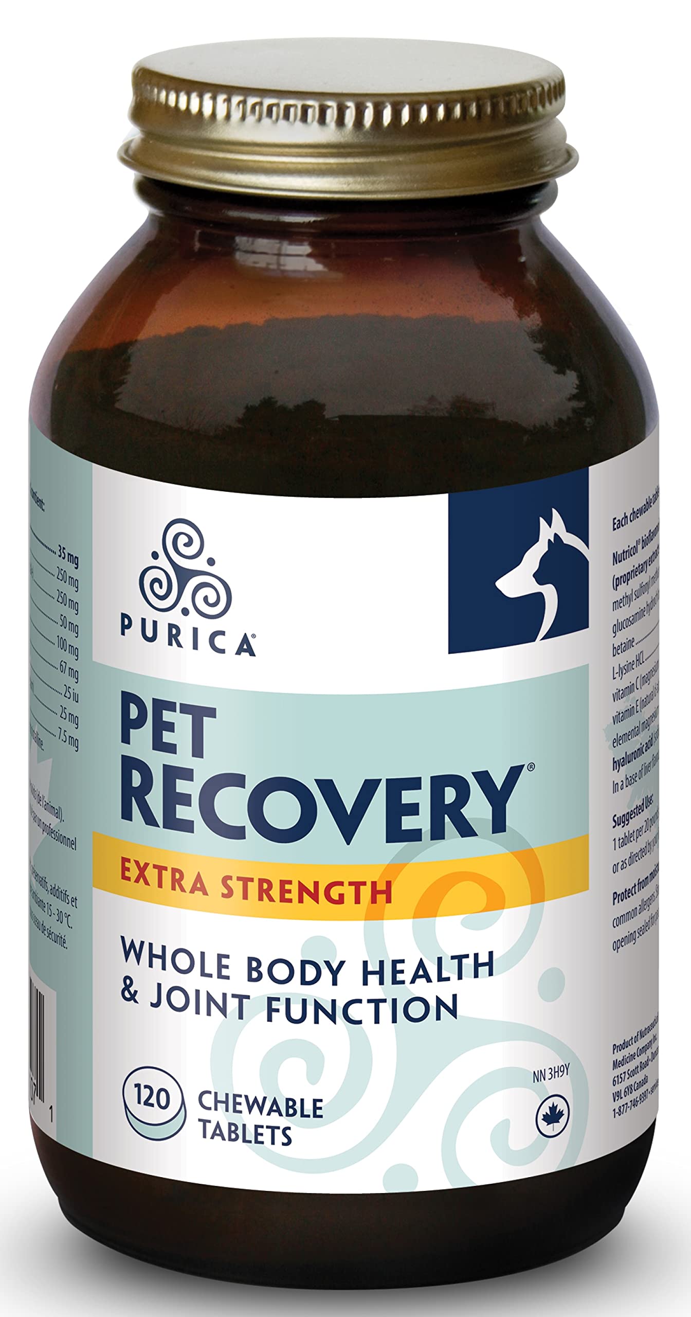 Purica Recovery Extra Strength Dog Supplement - Supports Hip and Joint Health for All Breeds - Contains Nutricol, Hyaluronic Acid, EGCG, Resveratrol - Aims to Enhance Canine Endurance and Flexibility