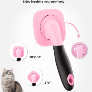 Glendan Dog Brush & Cat Brush- Slicker Pet Grooming Brush- Shedding Grooming Tools(Pink)