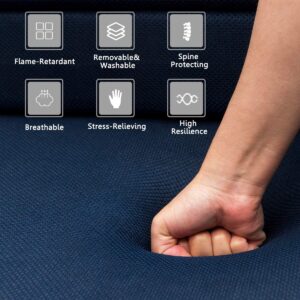 Giantex 4" Thick Folding Portable Mattress Pad Sofa Bed with No Carrying Handles and Removable Washable Fabric, High-Density Foam Futon Sleepover Guest Easy to Store (Queen, Blue)