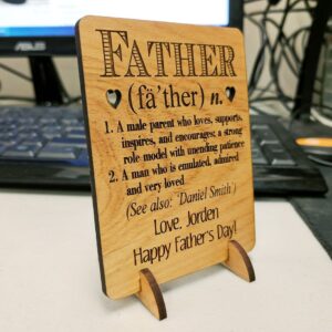 Definition of the Perfect Dad Personalized Fathers Day Card Alder Wood Birthday Gift for 50th 40th 30th Christmas Daddy Cards Funny Bonus Dad Present Idea with Stand