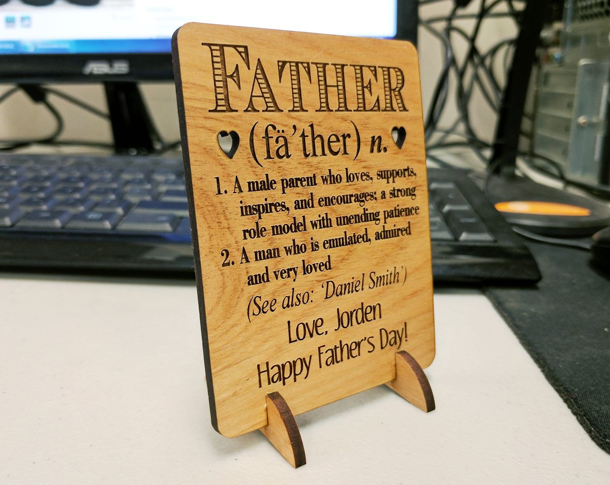 Definition of the Perfect Dad Personalized Fathers Day Card Alder Wood Birthday Gift for 50th 40th 30th Christmas Daddy Cards Funny Bonus Dad Present Idea with Stand