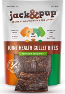 jack&pup 6-inch gullet sticks for dogs – odor free joint health support dog chews – fresh and savory beef gullet sticks - naturally rich in glucosamine and chondroitin (25 pack)