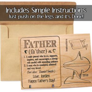 Definition of the Perfect Dad Personalized Fathers Day Card Alder Wood Birthday Gift for 50th 40th 30th Christmas Daddy Cards Funny Bonus Dad Present Idea with Stand