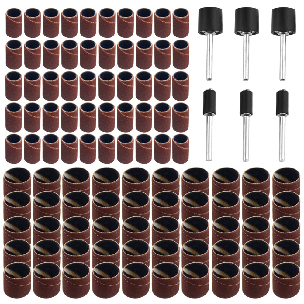 TOVOT 106PCS Drum Sander Kit 600 Grit Sanding Drum kit with 1/8 Shank Mandrel for Rotary Tools