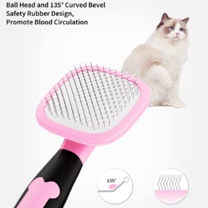 Glendan Dog Brush & Cat Brush- Slicker Pet Grooming Brush- Shedding Grooming Tools(Pink)